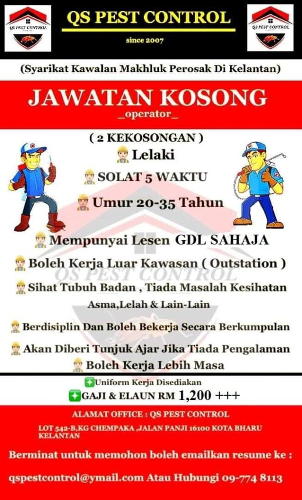 Jawatan Kosong Di QS Pest Control – Negerikelantan.com