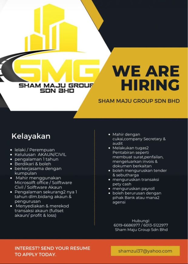 Jawatan Kosong Di Sham Maju Group Sdn Bhd – Negerikelantan.com